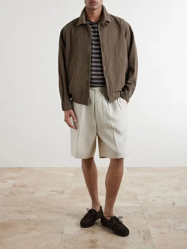 KAPTAIN SUNSHINE Straight-leg Linen And Silk-blend Shorts
