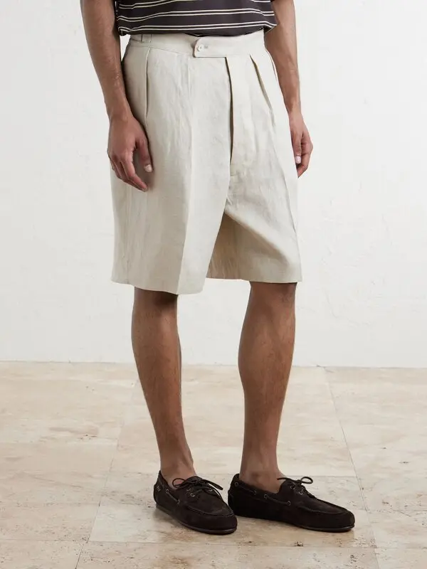 KAPTAIN SUNSHINE Straight-leg Linen And Silk-blend Shorts