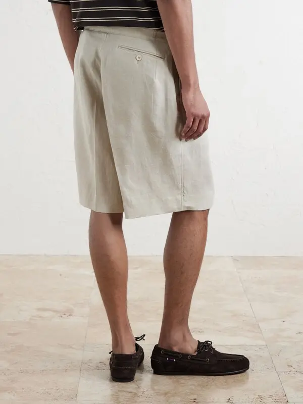 KAPTAIN SUNSHINE Straight-leg Linen And Silk-blend Shorts