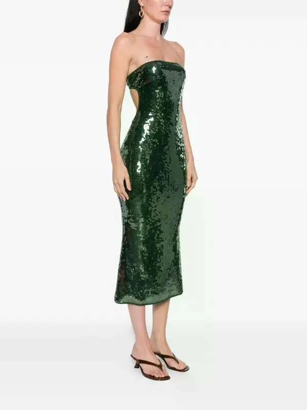Oseree Sequin Embellished Strapless Dress - Green