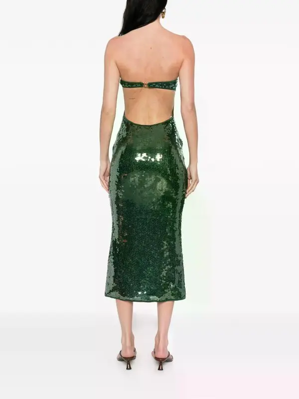 Oseree Sequin Embellished Strapless Dress - Green