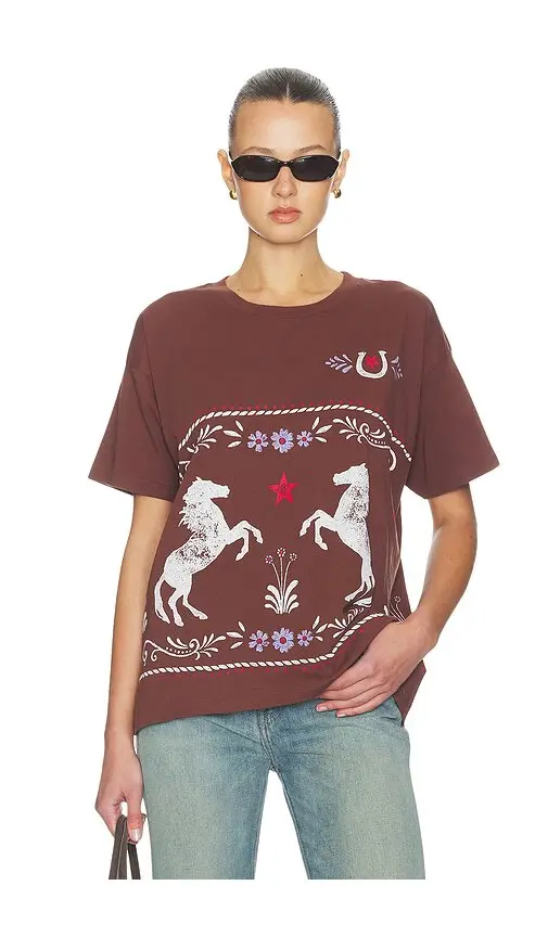 Daydreamer Floral Horse Graphic T-shirt - Nutmeg