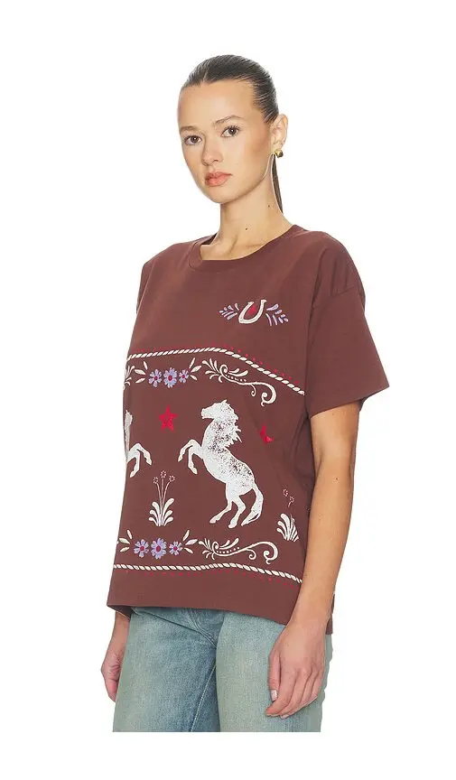Daydreamer Floral Horse Graphic T-shirt - Nutmeg