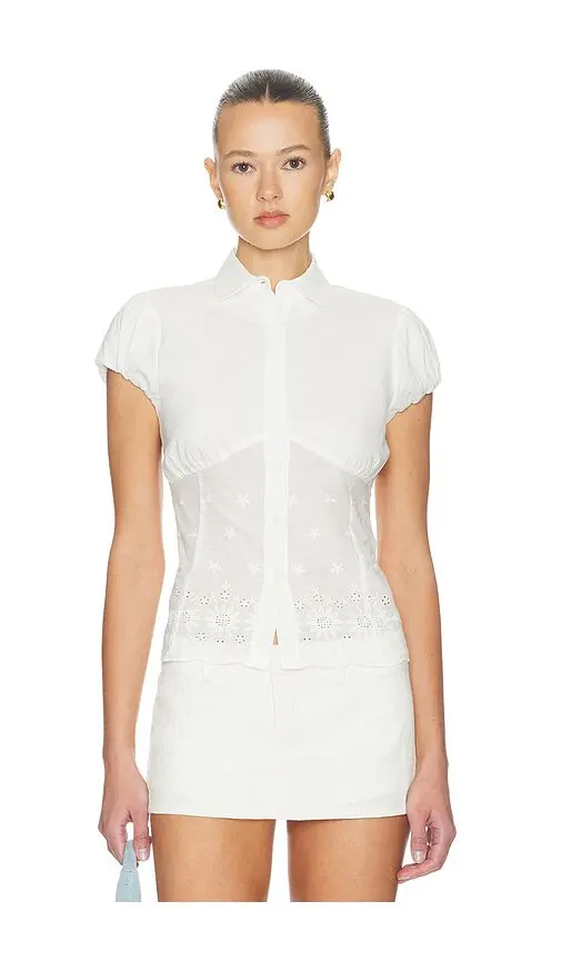 GUIZIO Rinka Embroidered Blouse - Ivory