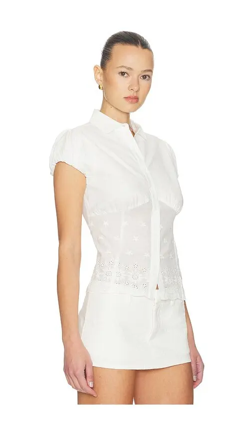 GUIZIO Rinka Embroidered Blouse - Ivory