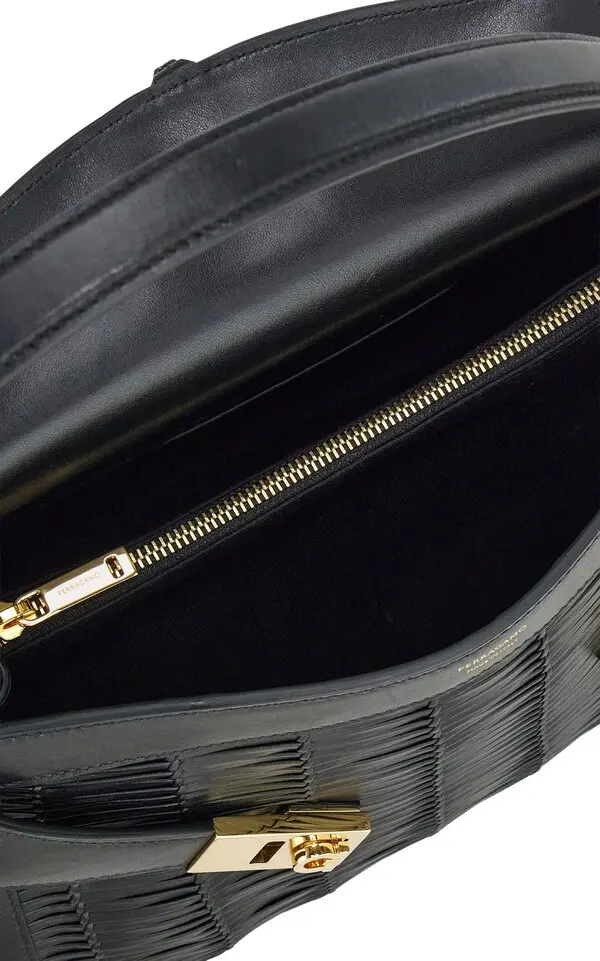 FERRAGAMO Hug Woven Leather Handbag