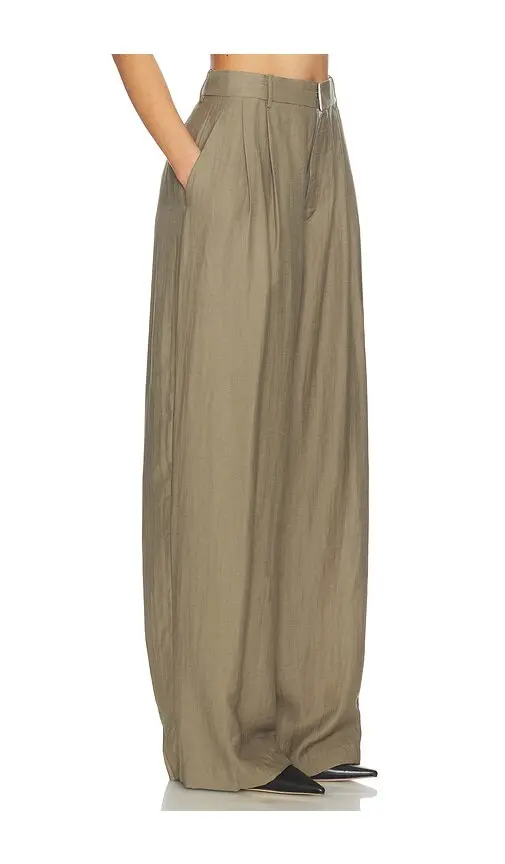 MOTHER OF ALL Hedi Mid-waist Tailored Linen Pant - Olive
