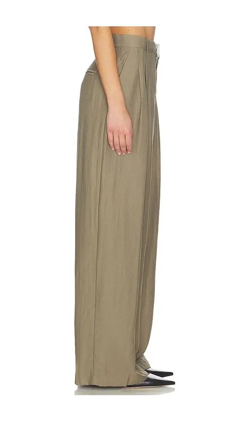 MOTHER OF ALL Hedi Mid-waist Tailored Linen Pant - Olive