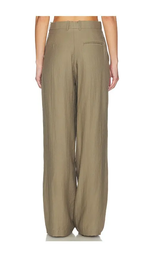 MOTHER OF ALL Hedi Mid-waist Tailored Linen Pant - Olive