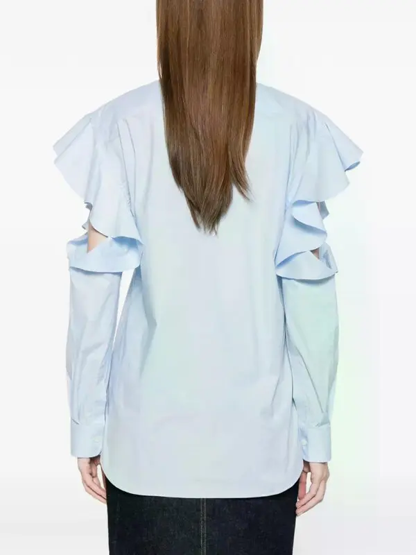 Moschino Ruffled Cold-shoulder Shirt - Blue