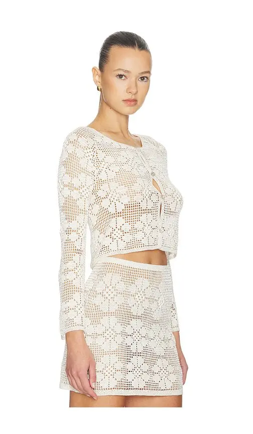 Calle Del Mar Daisy Chain Crochet Cardigan - Natural