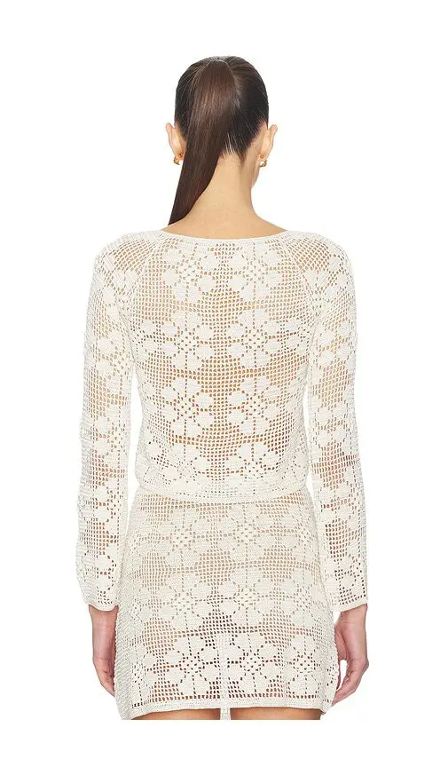 Calle Del Mar Daisy Chain Crochet Cardigan - Natural