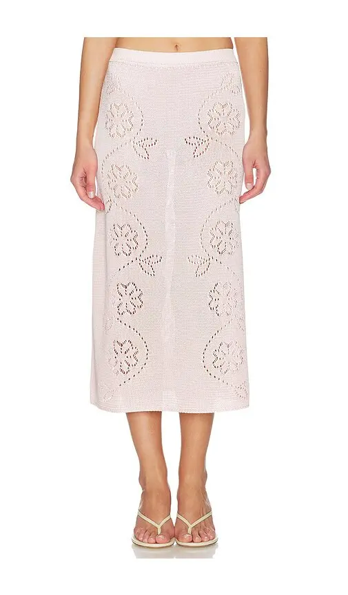 Calle Del Mar Floral Crochet Midi Skirt - Primrose