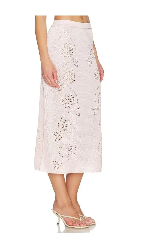 Calle Del Mar Floral Crochet Midi Skirt - Primrose