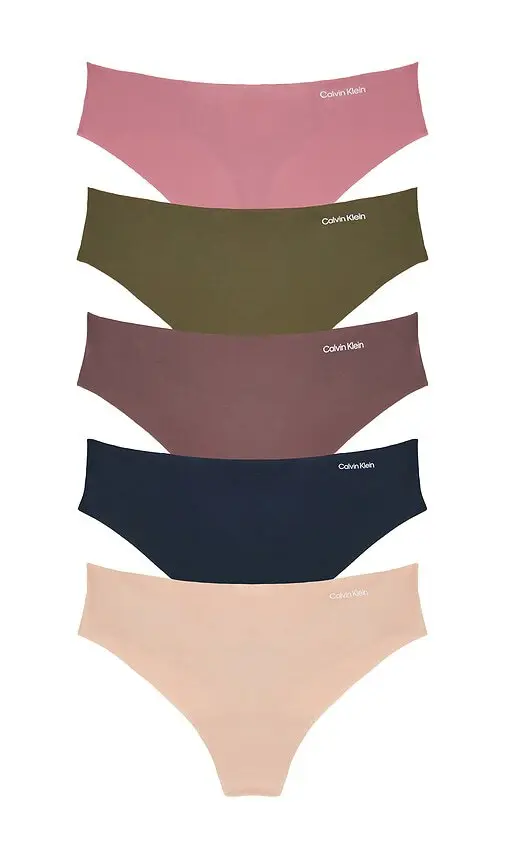 Calvin Klein Thong 5 Pack In Neutral - Shoreline  Botanical Brown  Brush Green