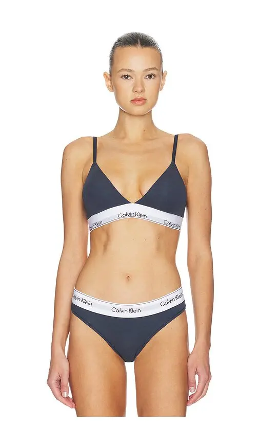 Calvin Klein Lightly Lined Triangle Bra In Navy - Speakeasy