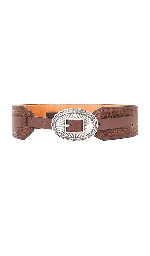 The Great. The Tooled Waist Belt X Stetson Collab - Brown With Silver