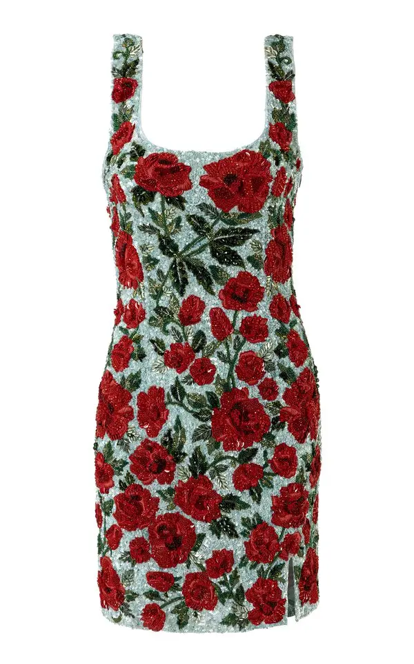LA FUORI Crimson Rose Mini Dress - Blue