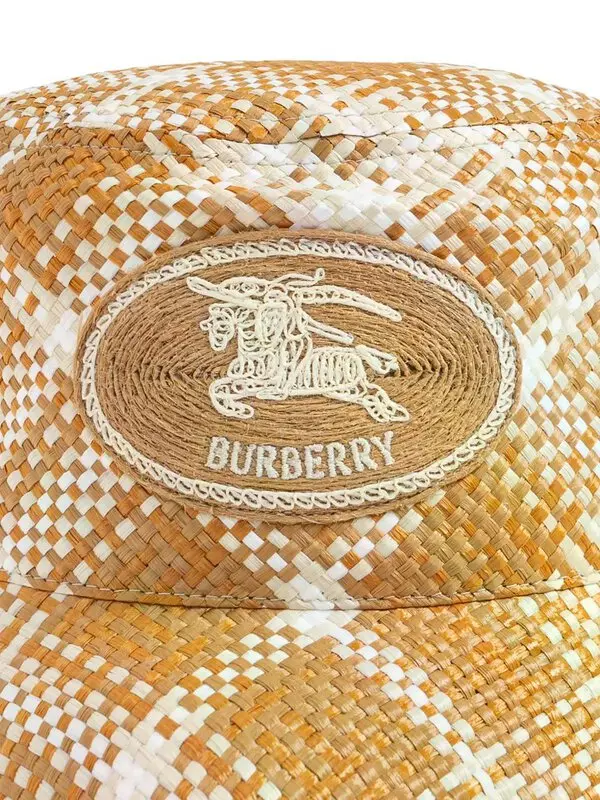 Burberry Checked Bucket Hat With Logo Patch - Neutrals