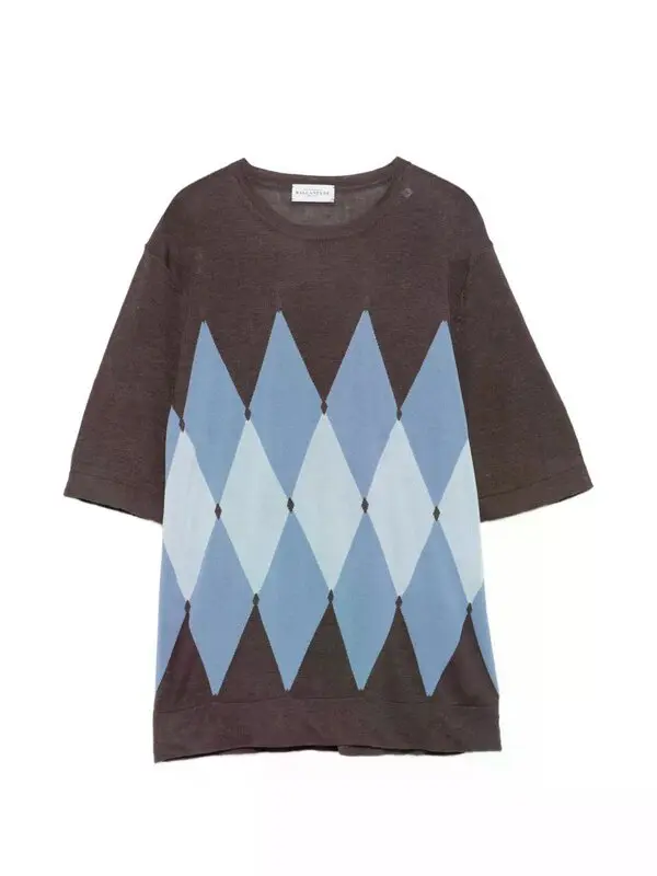 BALLANTYNE Argyle-pattern Short-sleeve T-shirt - Brown