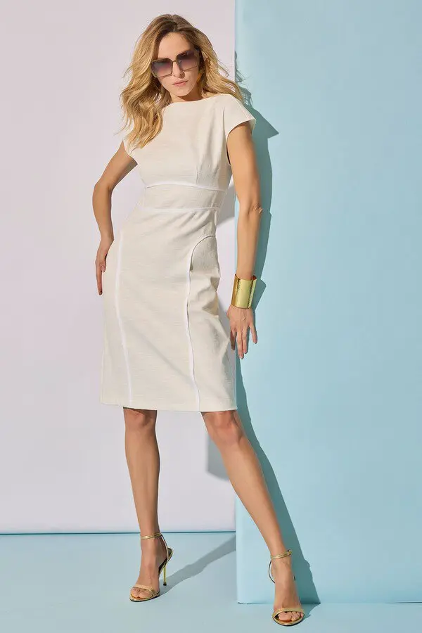 Natori Stretch Basketweave Cotton Sheath Dress