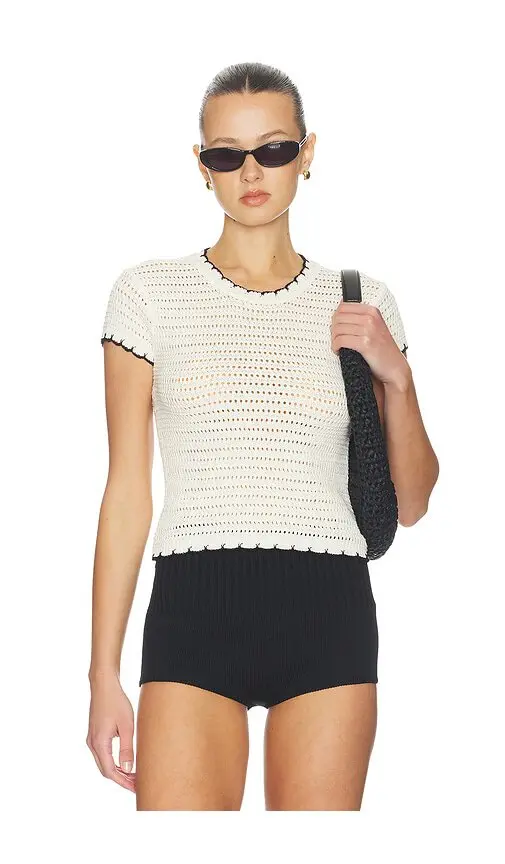 Majorelle Maev Short Sleeve Crochet Top