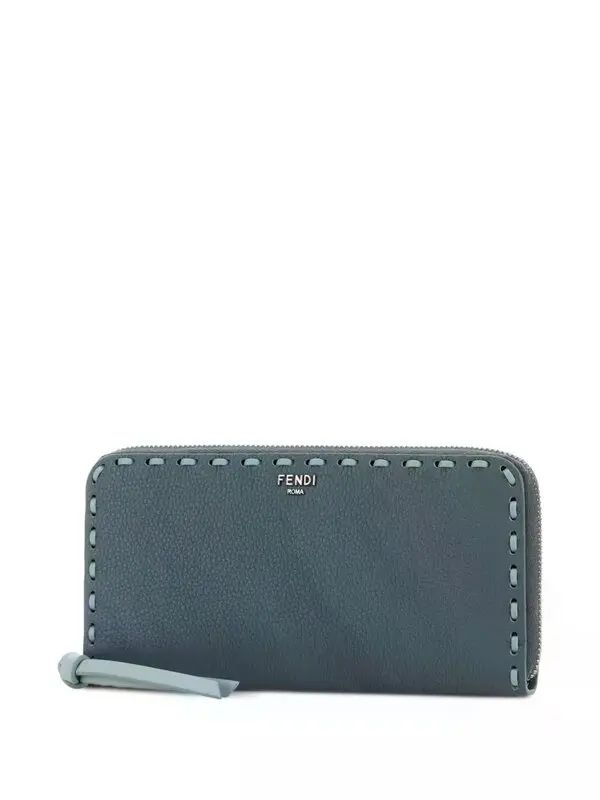 Fendi Large Peekaboo Stitched Leather Wallet