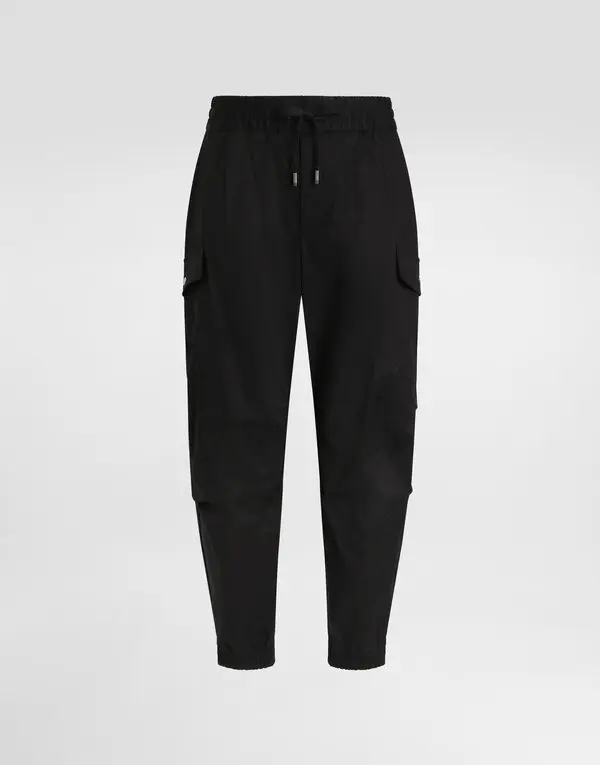Dolce & Gabbana Cotton Cargo Pants With Branded Tag - Black