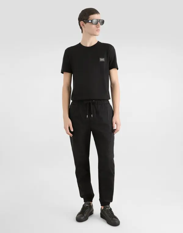 Dolce & Gabbana Cotton Cargo Pants With Branded Tag - Black