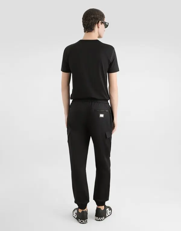Dolce & Gabbana Cotton Cargo Pants With Branded Tag - Black