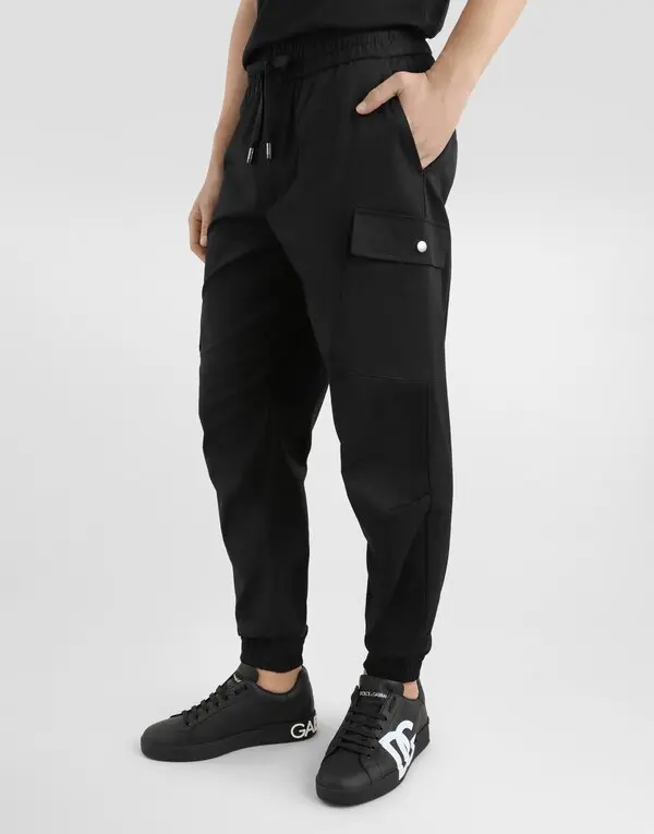 Dolce & Gabbana Cotton Cargo Pants With Branded Tag - Black