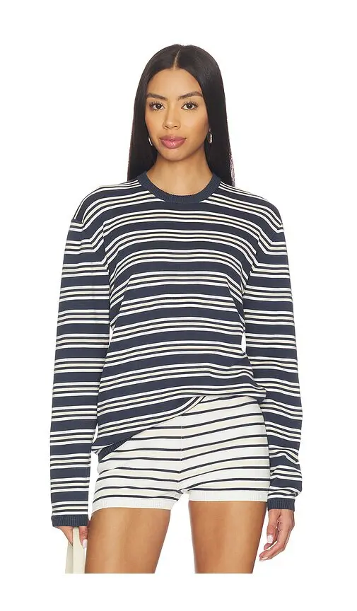 EAVES Cydnee Striped Oversized Sweater - Navy Multi