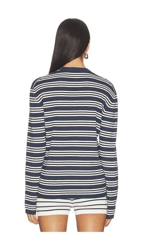EAVES Cydnee Striped Oversized Sweater - Navy Multi