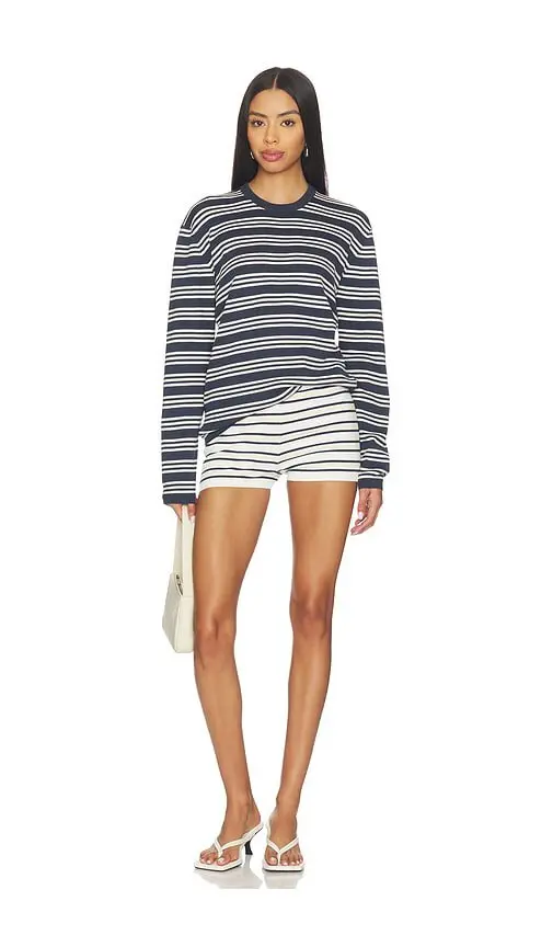 EAVES Cydnee Striped Oversized Sweater - Navy Multi