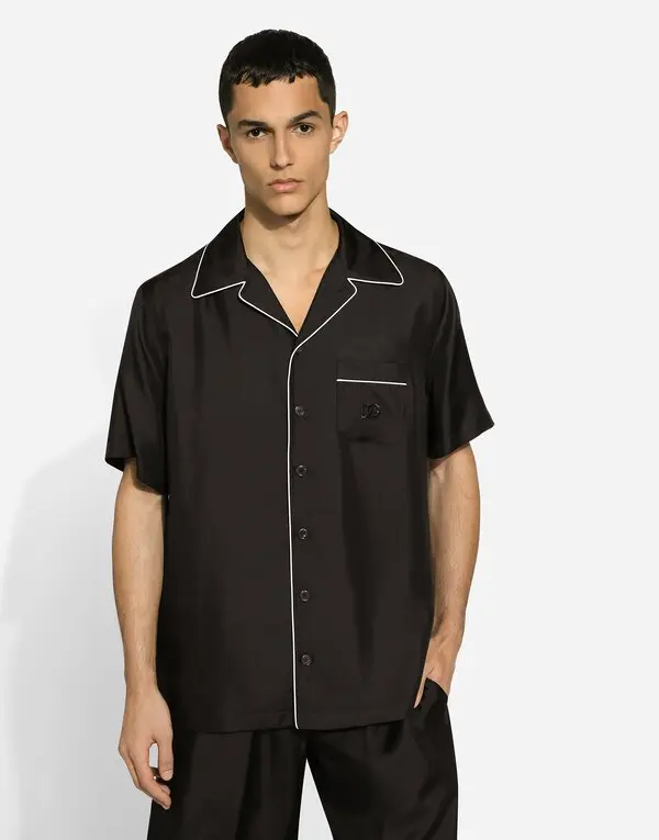 Dolce & Gabbana Silk Twill Shirt With Dg Embroidery