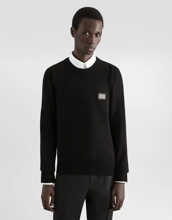 Dolce & Gabbana Wool Round-neck Sweater With Branded Tag