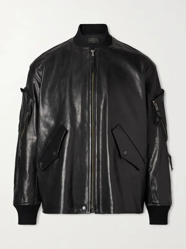 BEAMS Leather Bomber Jacket