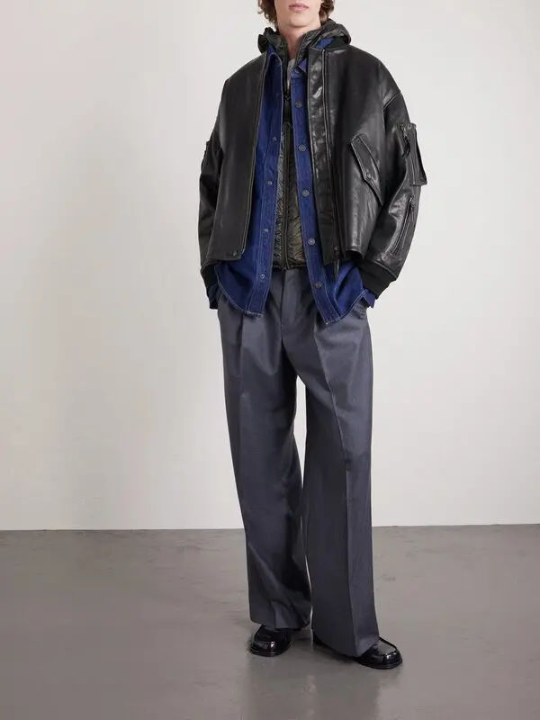 BEAMS Leather Bomber Jacket