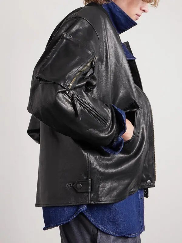 BEAMS Leather Bomber Jacket