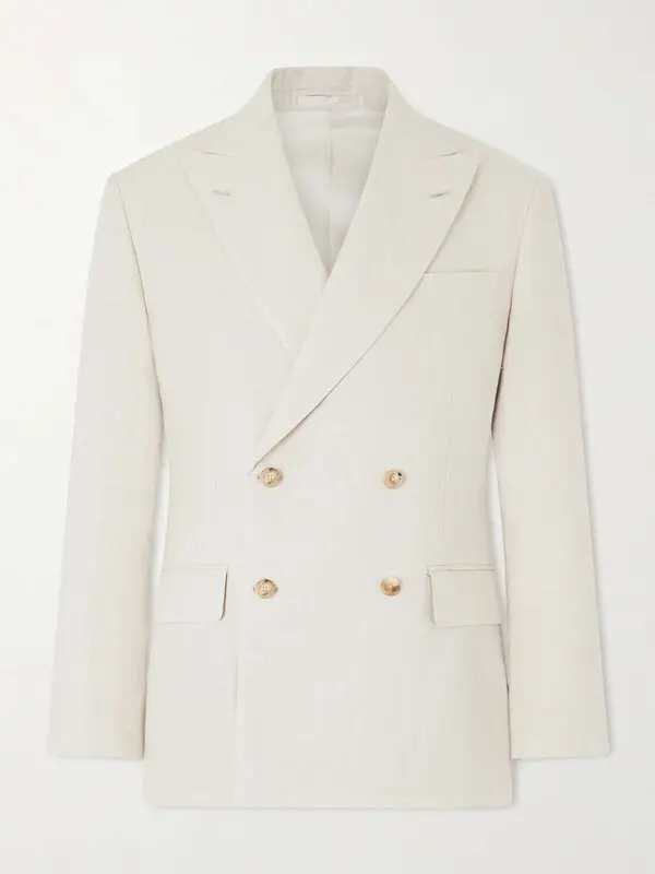 KAPTAIN SUNSHINE Double-breasted Linen And Silk-blend Jacket