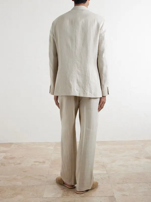 KAPTAIN SUNSHINE Double-breasted Linen And Silk-blend Jacket