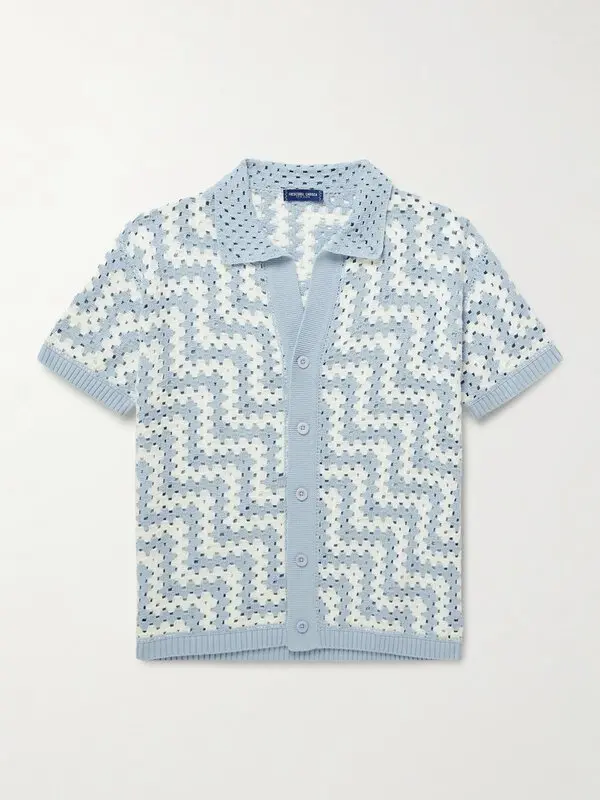 Frescobol Carioca Pinto Crocheted Cotton Shirt - Blue
