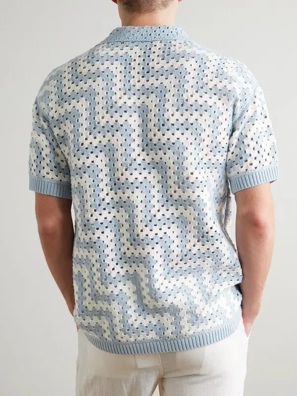 Frescobol Carioca Pinto Crocheted Cotton Shirt - Blue