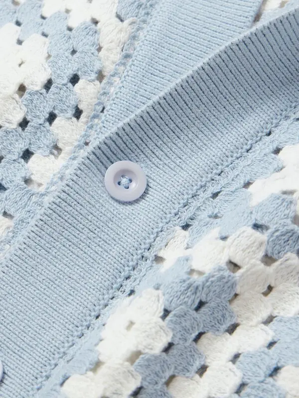 Frescobol Carioca Pinto Crocheted Cotton Shirt - Blue