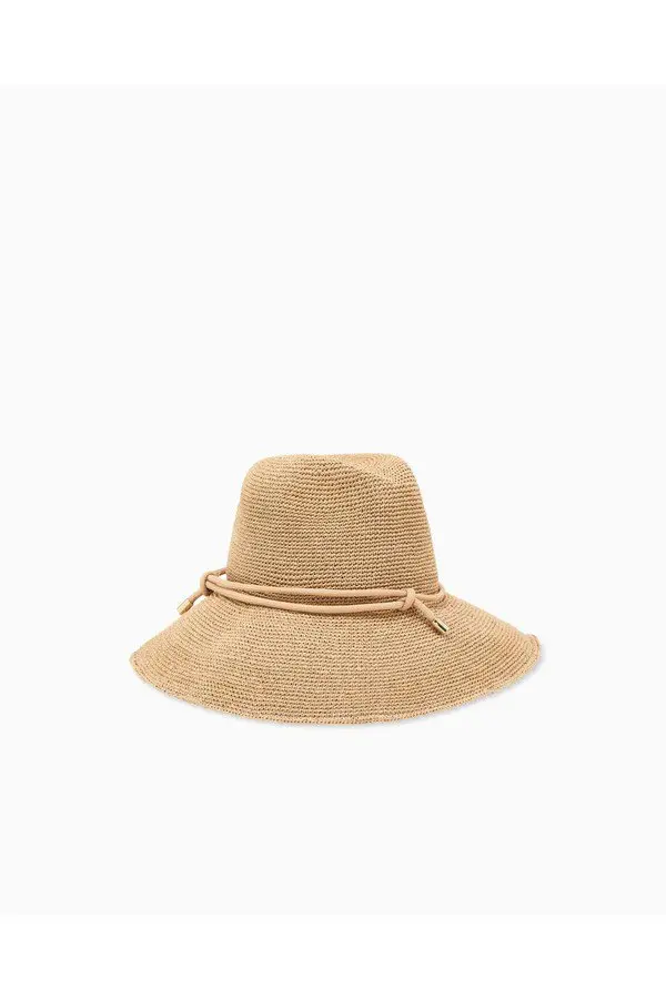 Emporio Armani Woven Paper-yarn Wide Brim Hat - Natural
