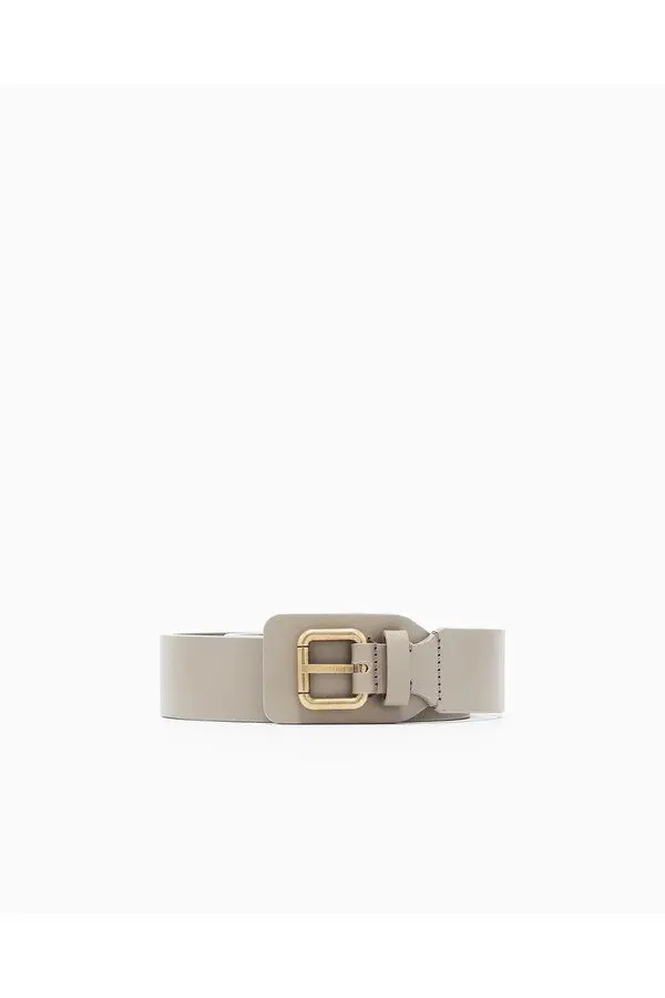 Giorgio Armani Leather Belt With Buckle Cover - Natural