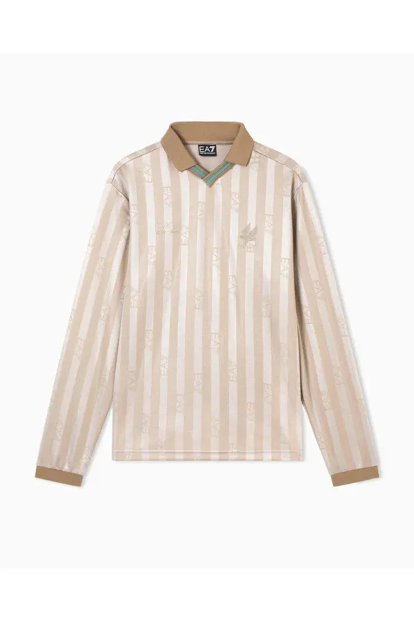 EA7 Soccer Polo Shirt In Jacquard Technical Fabric