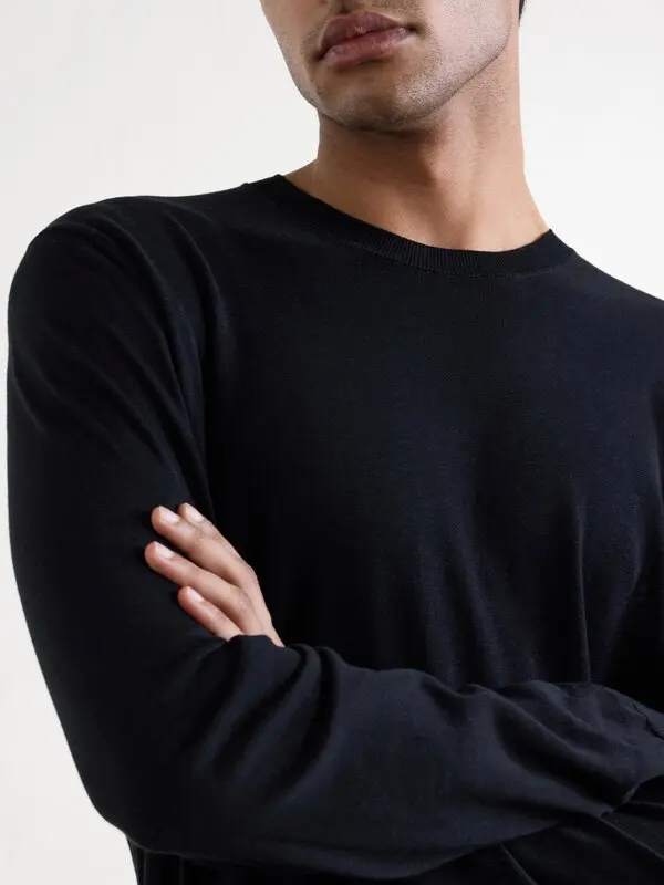 SLOWEAR Cotton And Silk-blend Sweater - Black