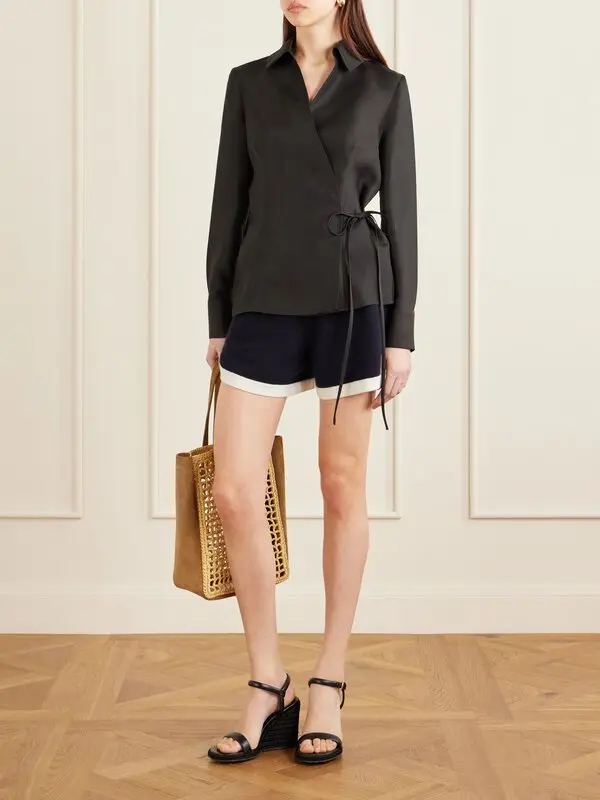 GIANVITO ROSSI 85 Leather Espadrille Wedge Sandals