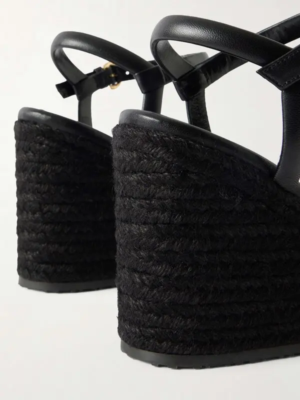 GIANVITO ROSSI 85 Leather Espadrille Wedge Sandals